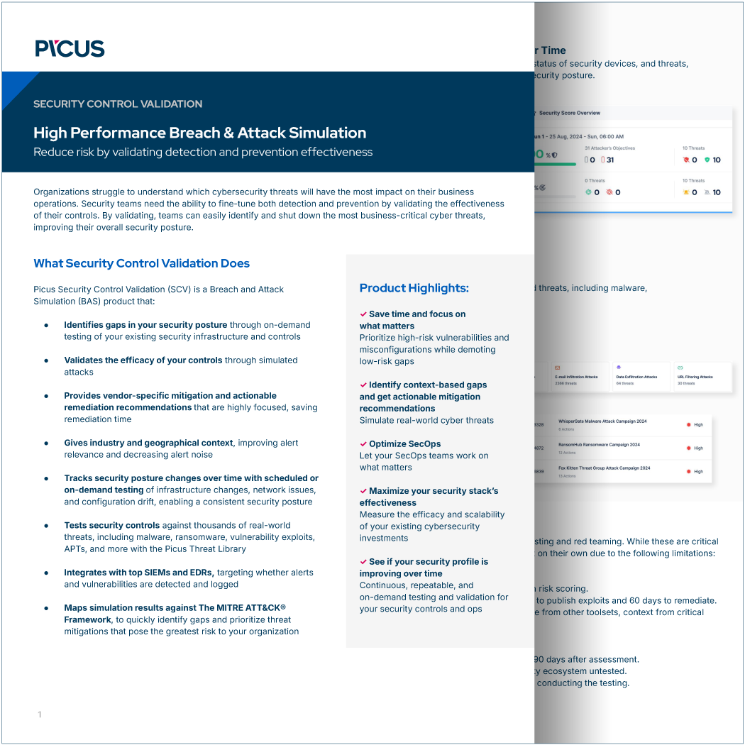 Security Control Validation Scv Datasheet Picus